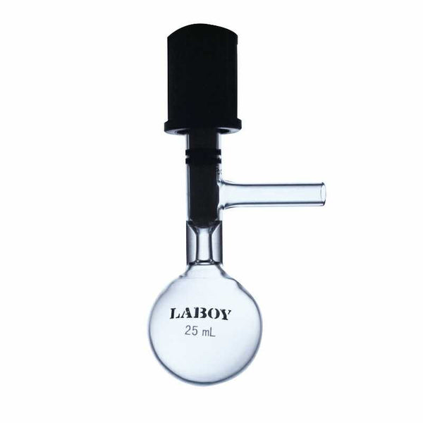 Laboy Glass Schlenk Flask with High Vacuum Valve and Side Arm Tubing ...